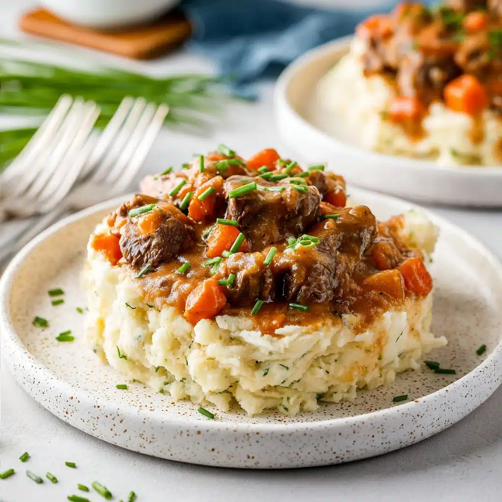 Fall Apple Cider Beef Stew over Mashed Potatoes Dinner – Cozy & Hearty
